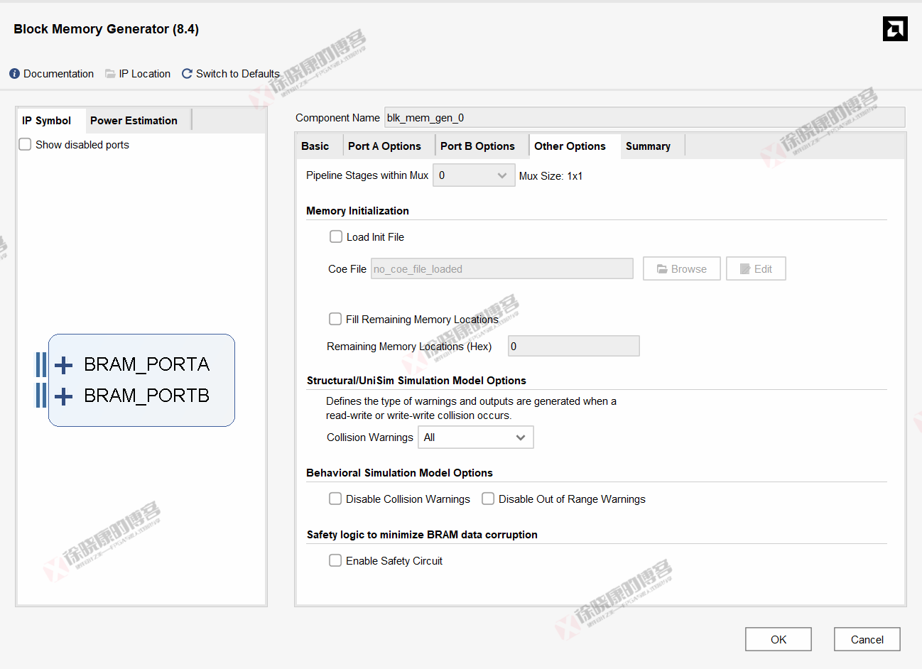 Xilinx IP 解析之 Block Memory Generator v8.4 ——02-如何配置 IP（仅 Native RAM） – 徐晓康的博客